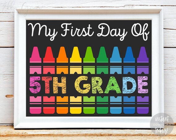 First Day of Fifth Grade Sign First Day of School Sign Fifth | Etsy