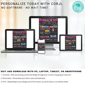 Editable Pink First Day of School Chalkboard Sign, Reusable First Day ...