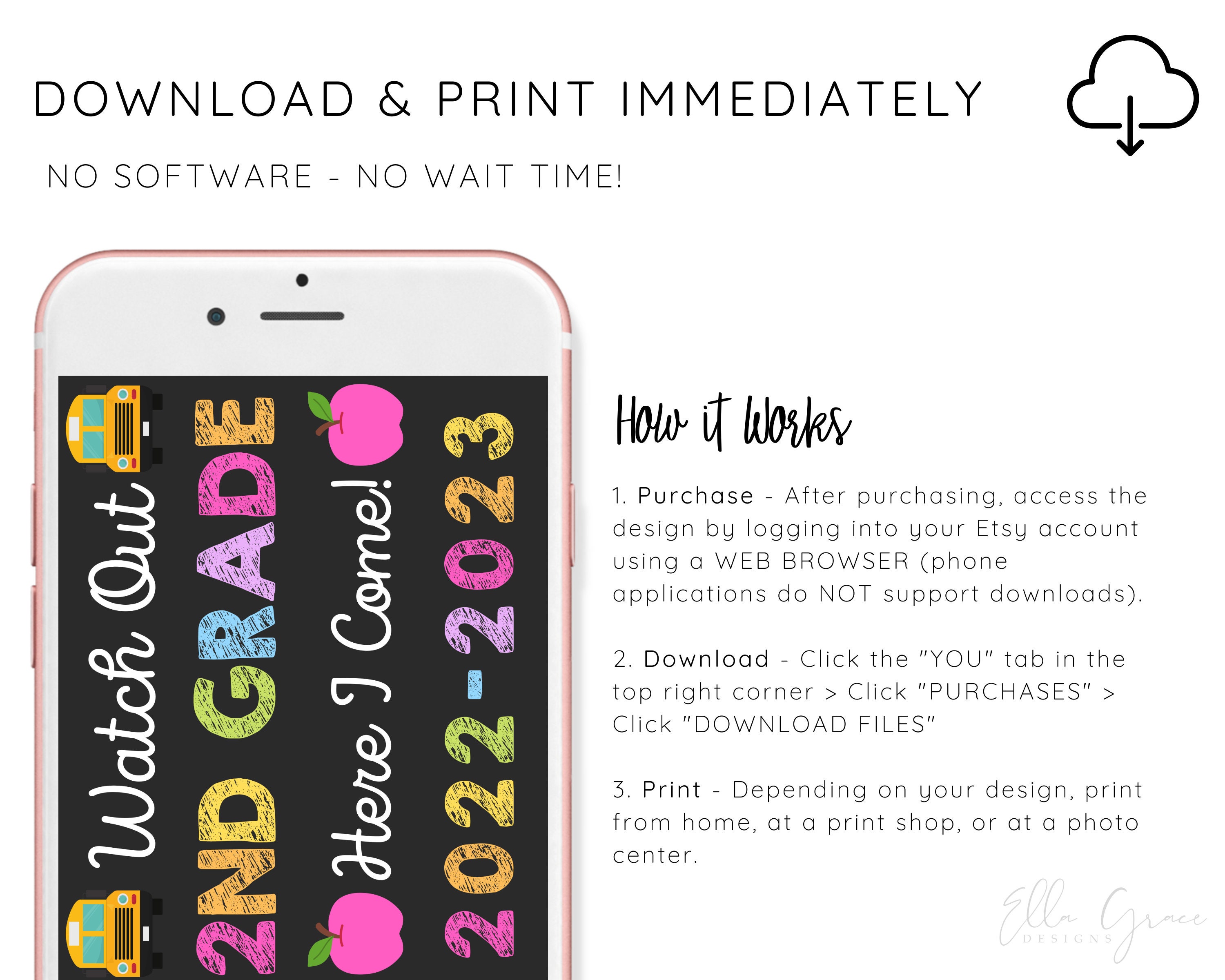 First Day of Second Grade Sign First Day of School Sign | Etsy