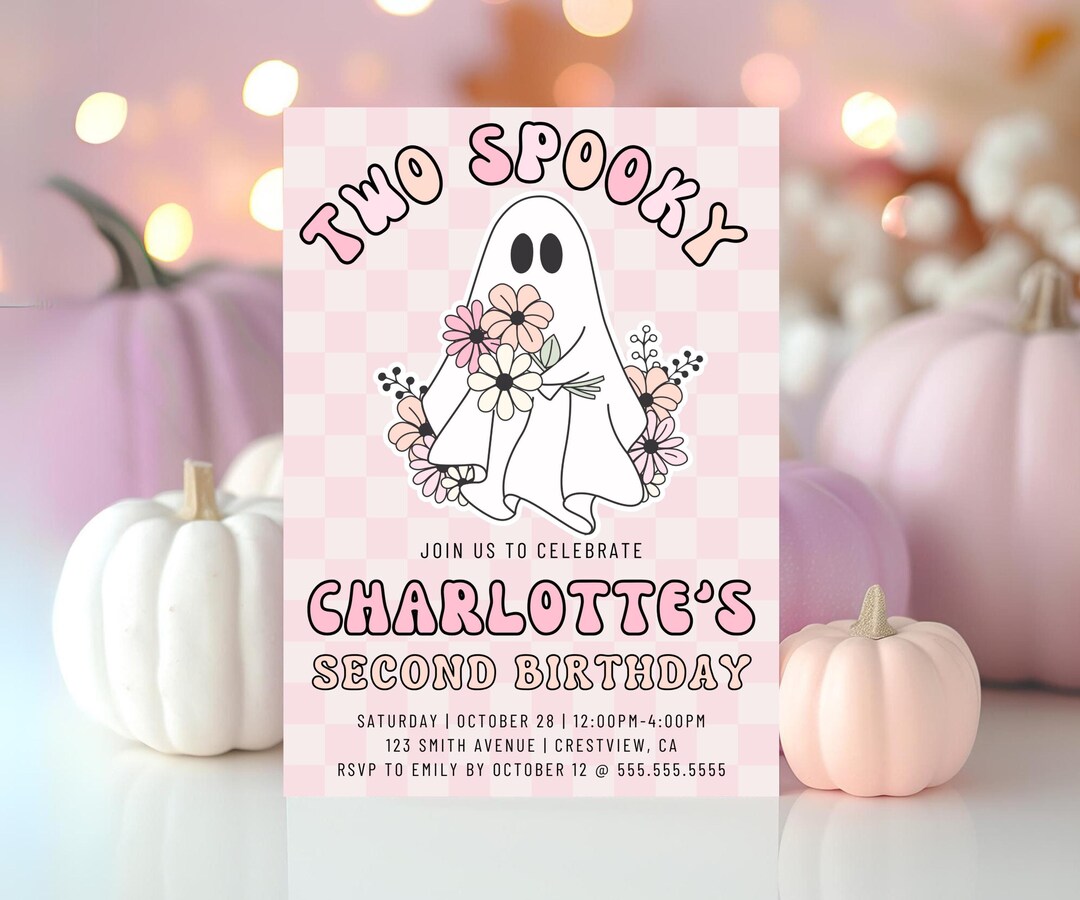 Two Spooky Invitation, Two Spooky Birthday Invitation, Editable Two ...