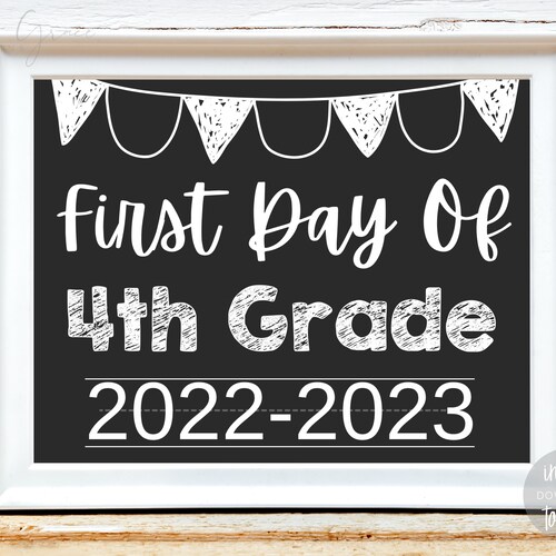 First Day of Fourth Grade School Sign Printable Boy 1st Day of - Etsy