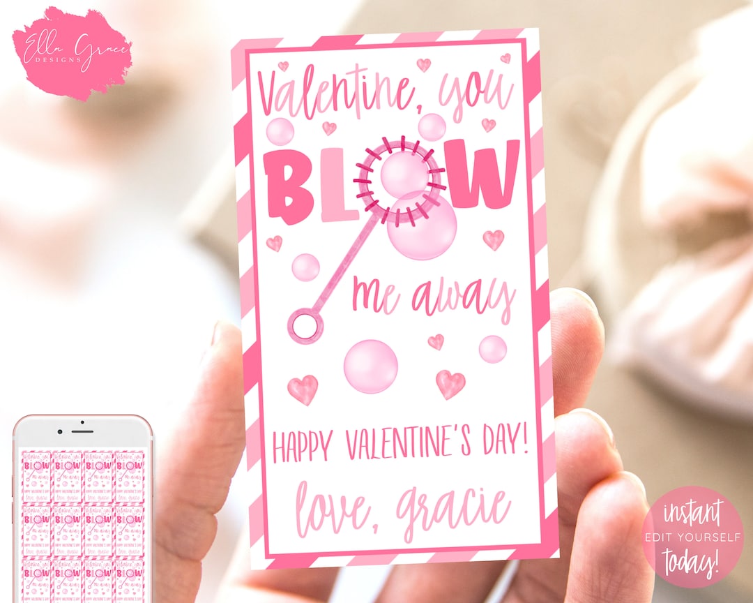 Editable Valentine You Blow Me Away Favor Tag, Thank You, Blowing ...