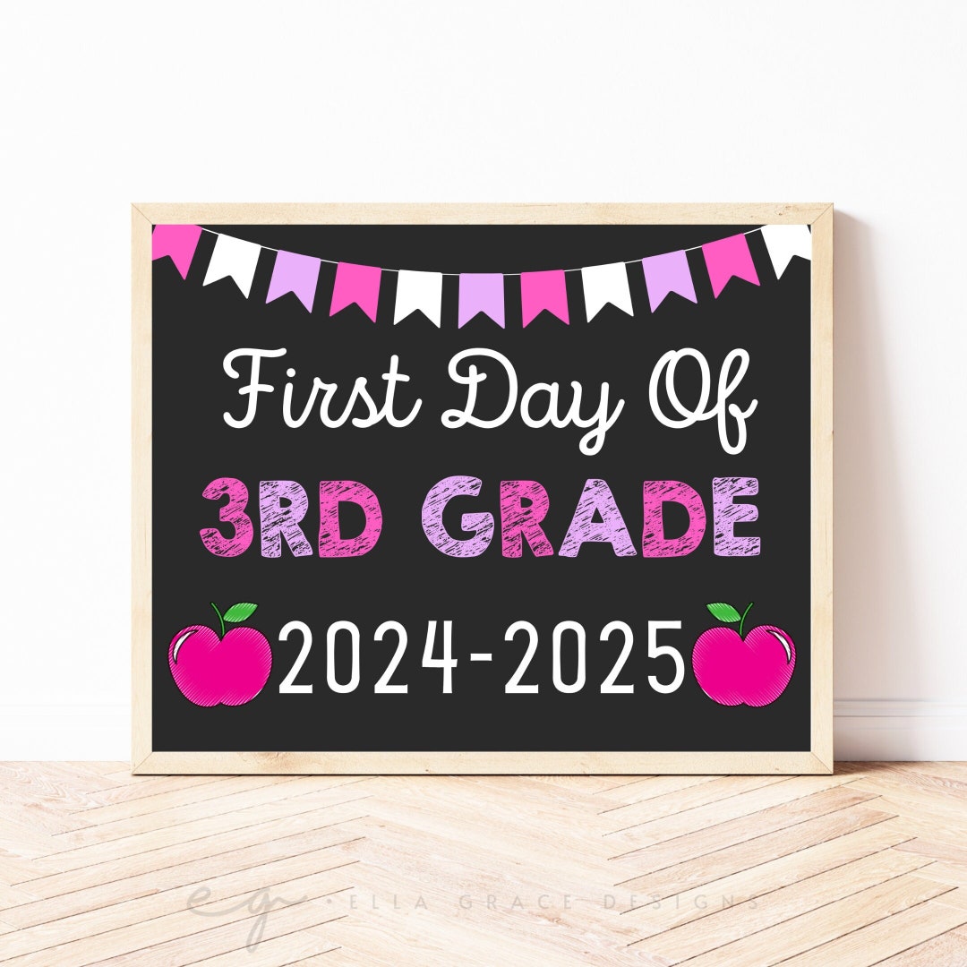 First Day of Third Grade Sign, First Day of School Sign, Third Grade ...