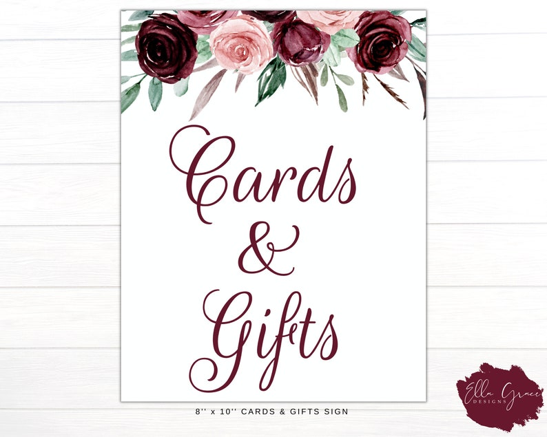 EDITABLE Cards and Gifts Sign Printable Blush Pink Floral | Etsy