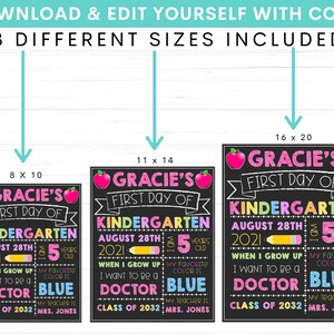 Editable Pink First Day of School Chalkboard Sign Reusable - Etsy Australia