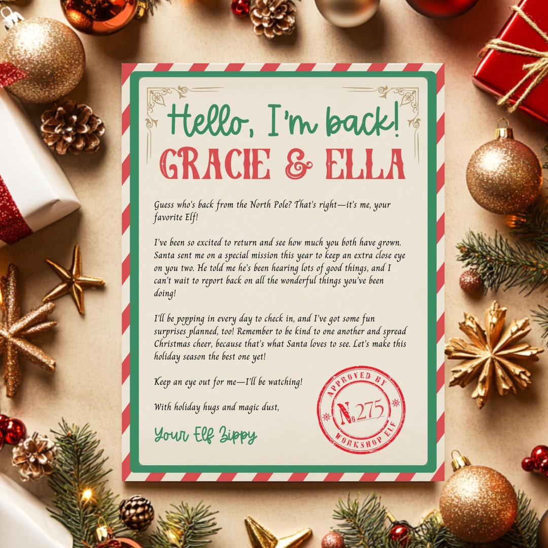 Editable Elf I'm Back Letter Elf Arrival Letter Elf Return Letter ...