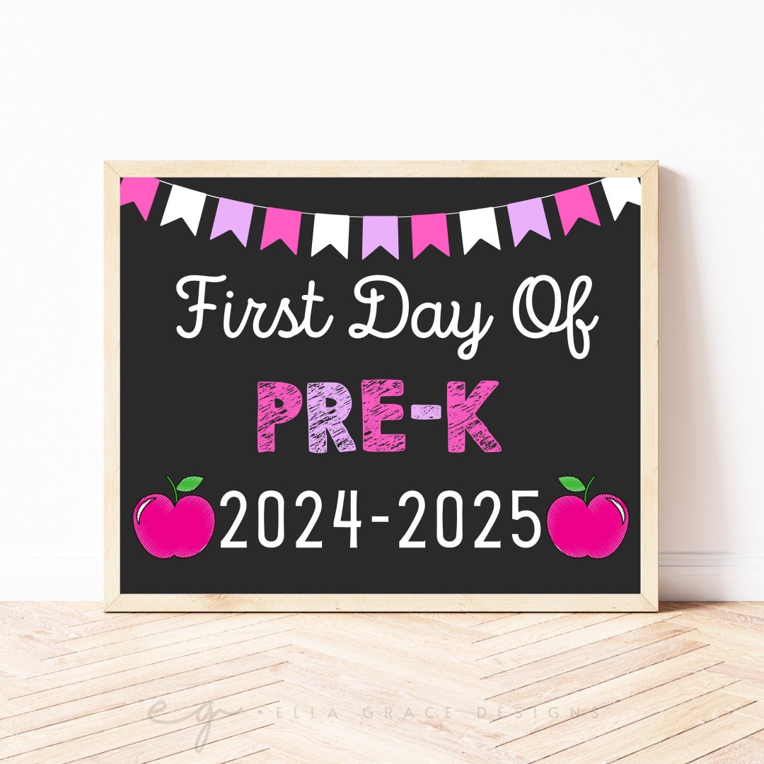 First Day of Pre-k Sign, First Day of School Sign, Pre-k Chalkboard ...