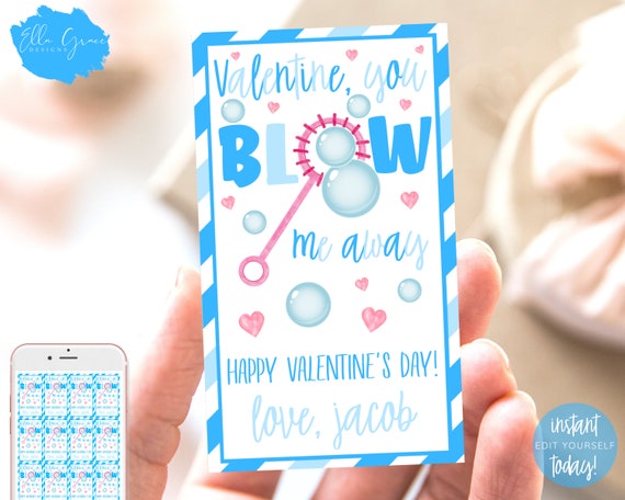 Editable Valentine You Blow Me Away Favor Tag Thank You | Etsy