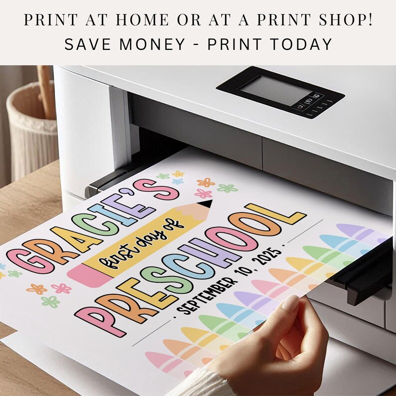 Editable First Day of Preschool Sign Girl 2025 Pastel Digital Download ...