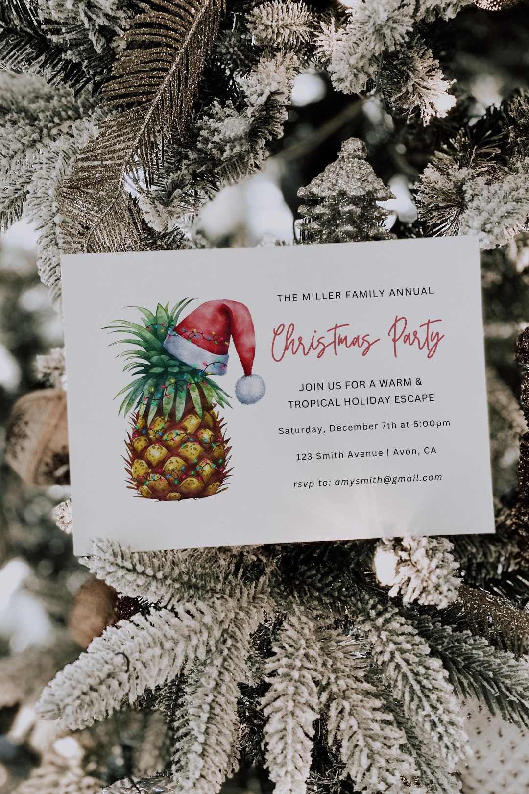 Tropical Christmas Invitation Editable Tropical Santa Christmas Party ...