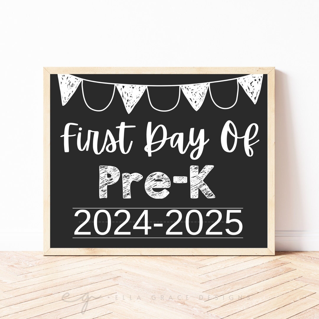 First Day of Pre-k Sign, First Day of School Sign, Pre-k Chalkboard ...
