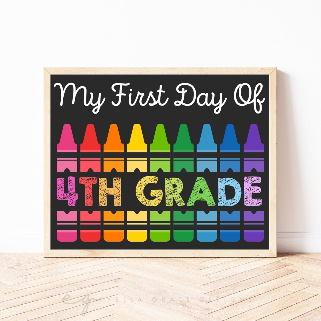 First Day of Fourth Grade Sign, First Day of School Sign, Fourth Grade ...