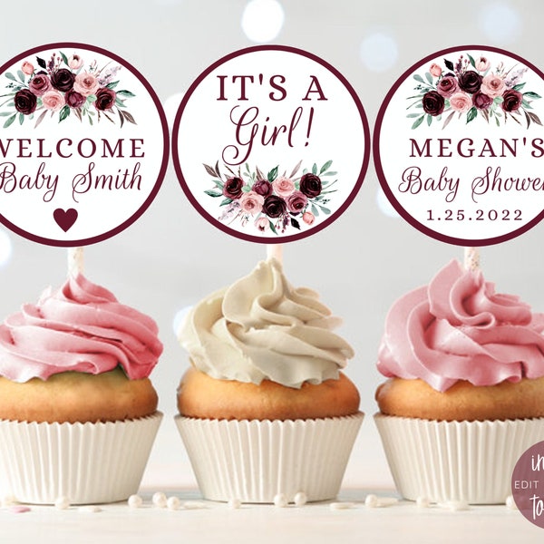 Burgundy Blush Cake Topper - Etsy