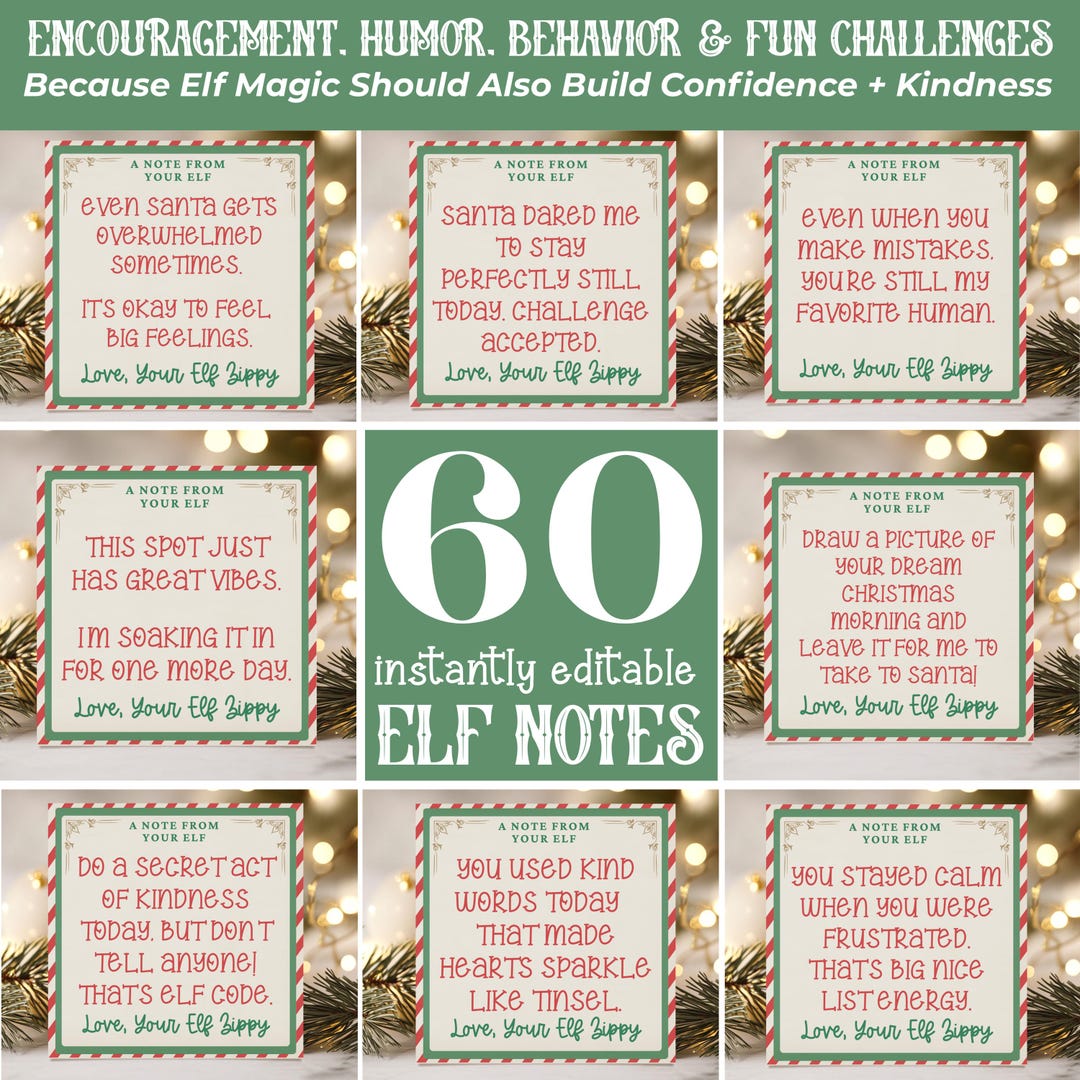 Editable Elf Notes Printable Positive Elf Messages for Kids Digital Elf ...