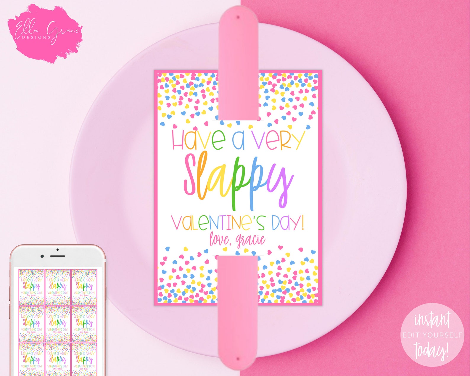 Editable Slap Bracelet Valentine's Day Printable Slap | Etsy