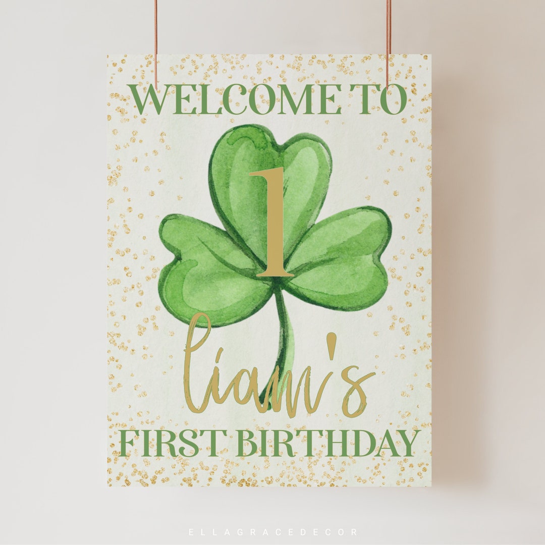 Editable St. Patrick's Day Welcome Sign, Boy, Green, Gold, Lucky One ...