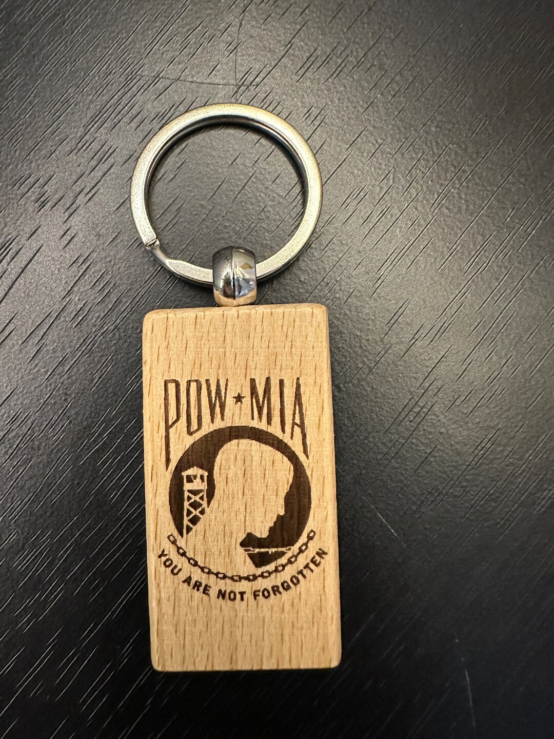 POW MIA Wooden Keychain – Handmade Memorial Key Ring for Veterans and ...