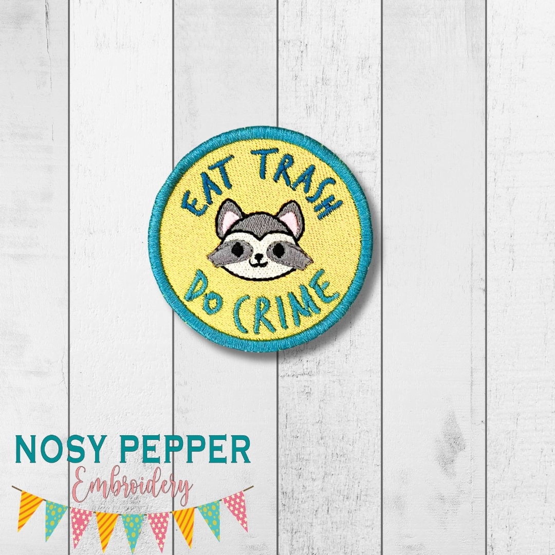 Eat Trash Patch (2 Sizes Included) Machine Embroidery Design DIGITAL ...