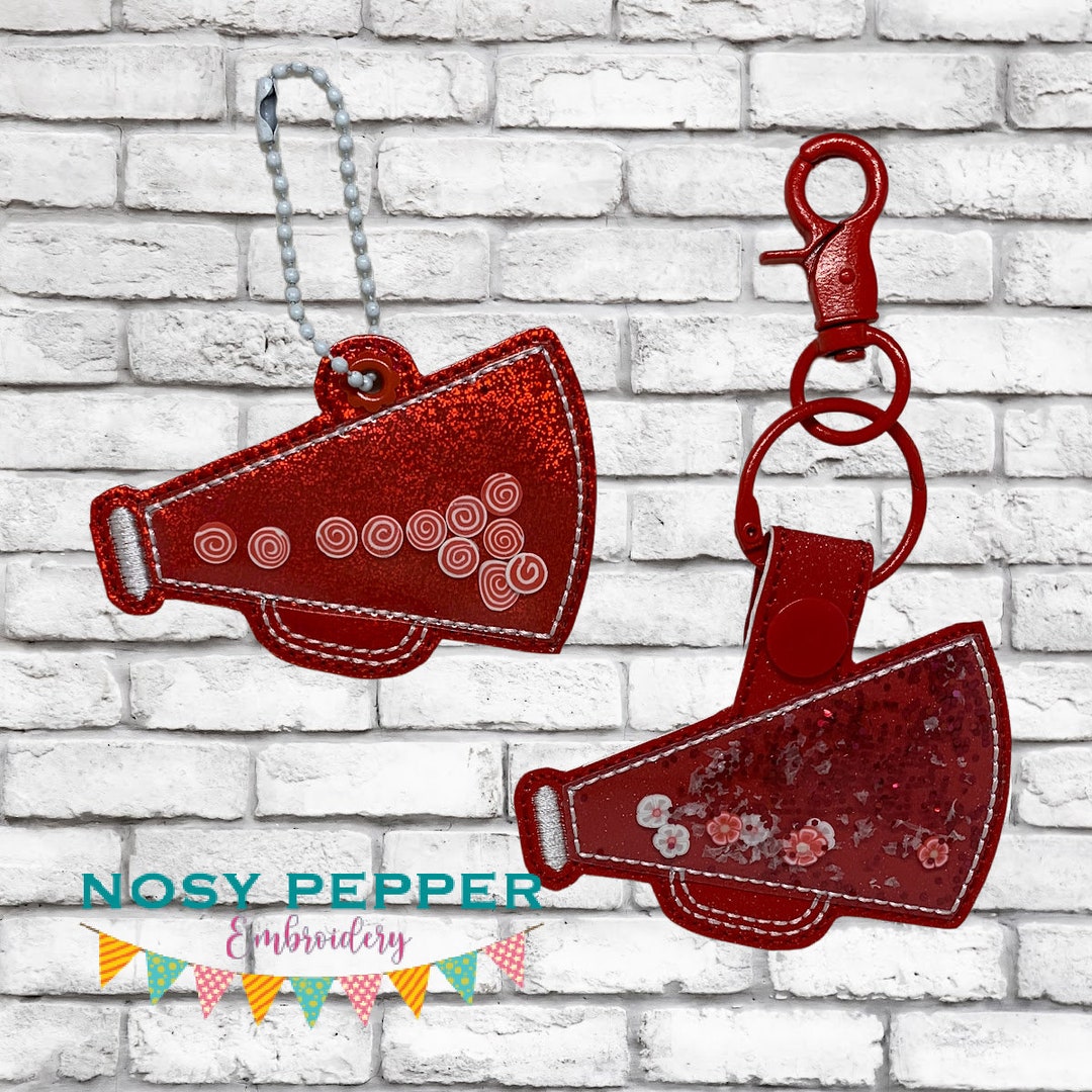 Cheer Shaker Snap Tab and Eyelet Fob Machine Embroidery File (single ...