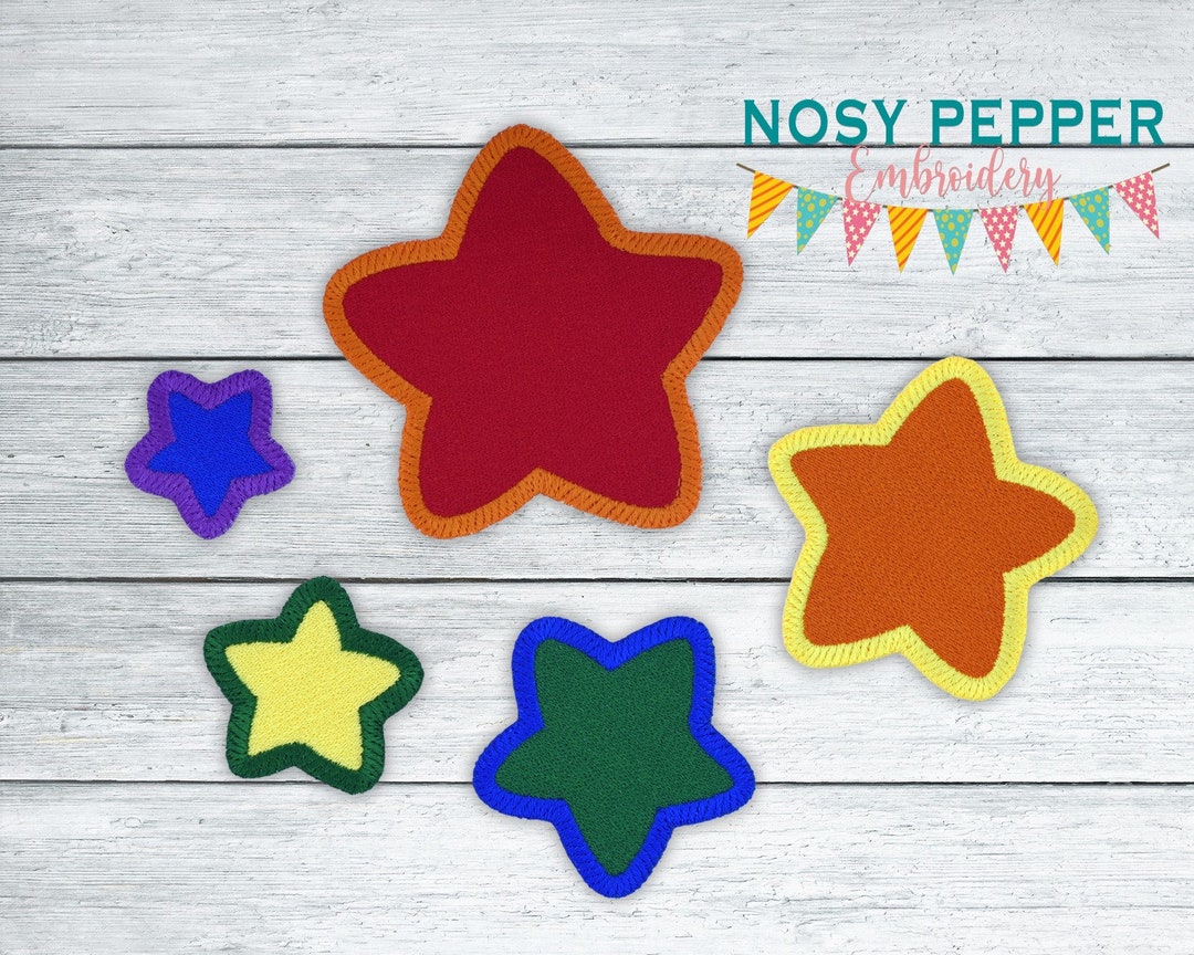 Star Patch Machine Embroidery Design (5 Sizes Included) DIGITAL ...