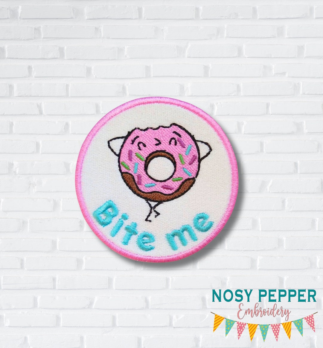 Bite Me Donut Patch (2 Sizes Included) Machine Embroidery Design ...