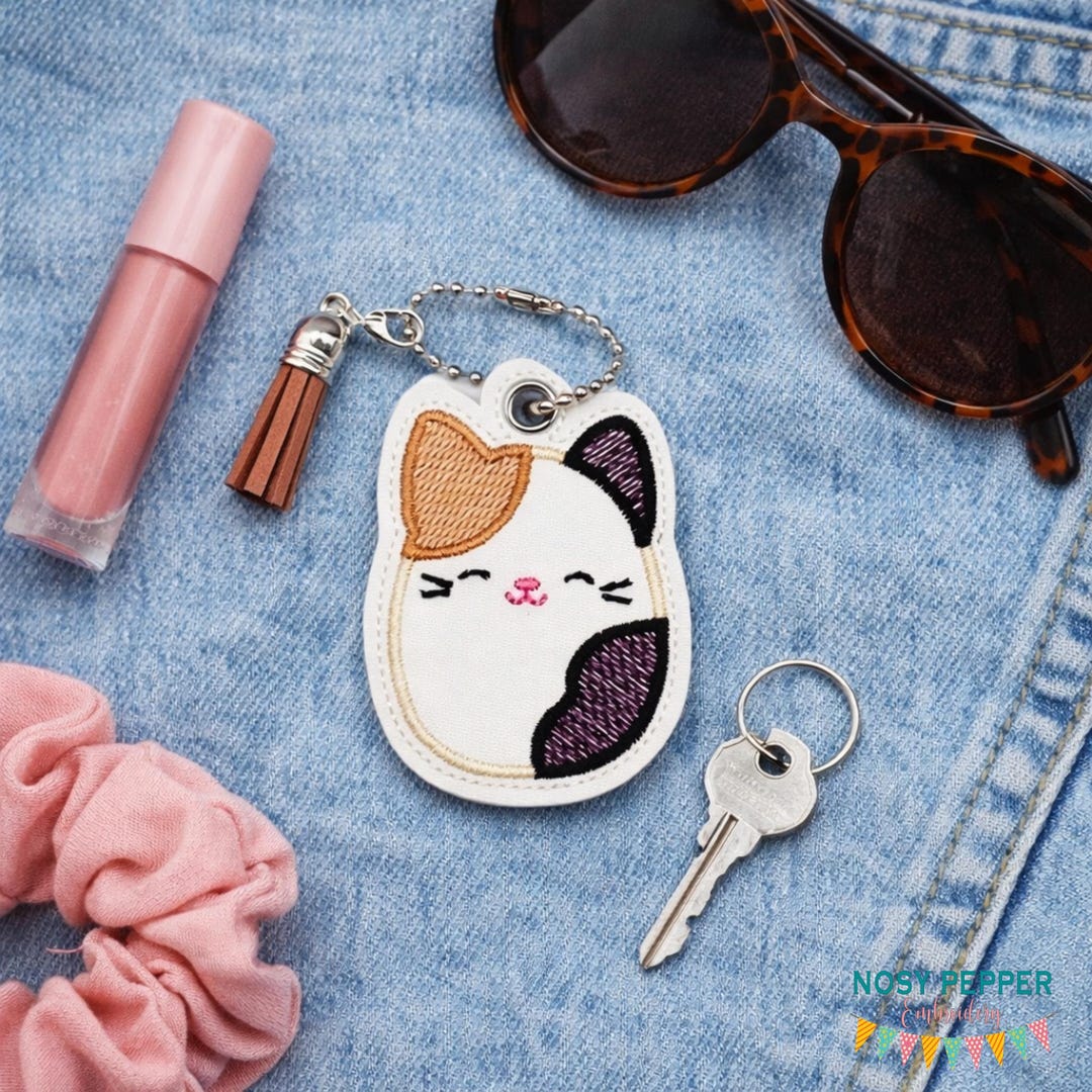 Calico Cat Snap Tab & Key Fob Machine Embroidery File (digital Download ...
