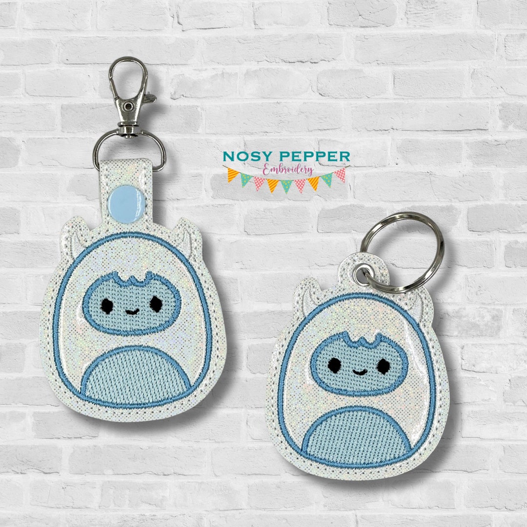 Yeti Squishy Snap Tab and Eyelet Fob Machine Embroidery File (single ...