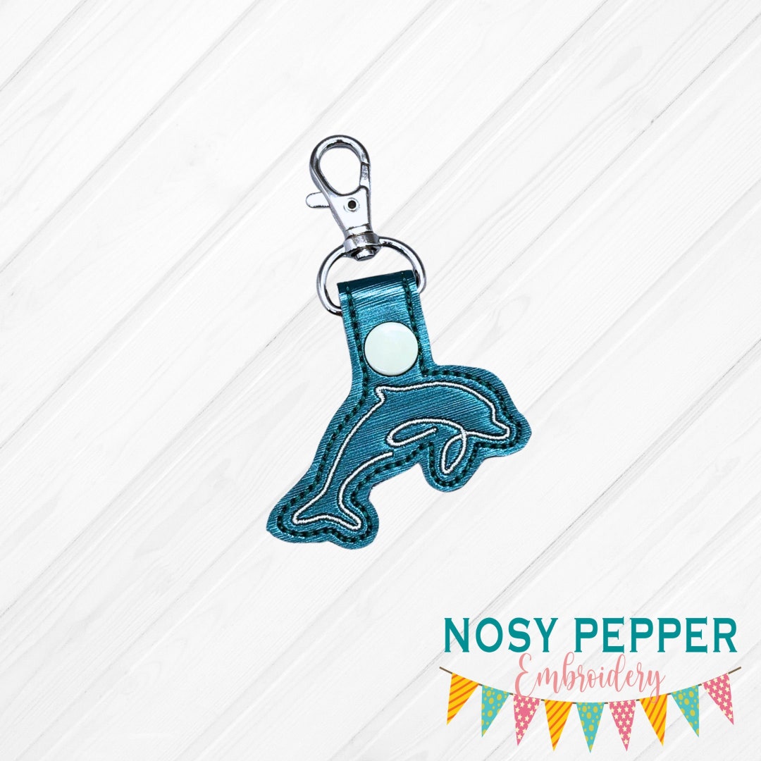 Dolphin Minimalist Snap Tab Embroidery Design DIGITAL DOWNLOAD Machine ...