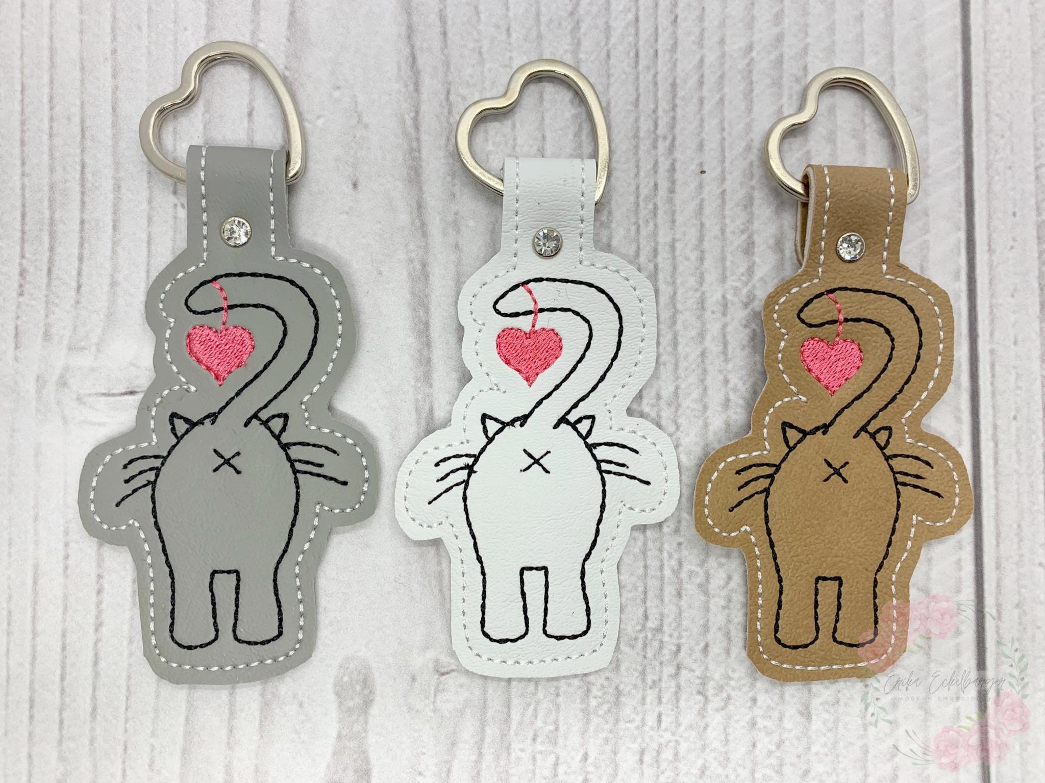 Cat Butt Heart Snap Tab Embroidery Design DIGITAL DOWNLOAD - Etsy