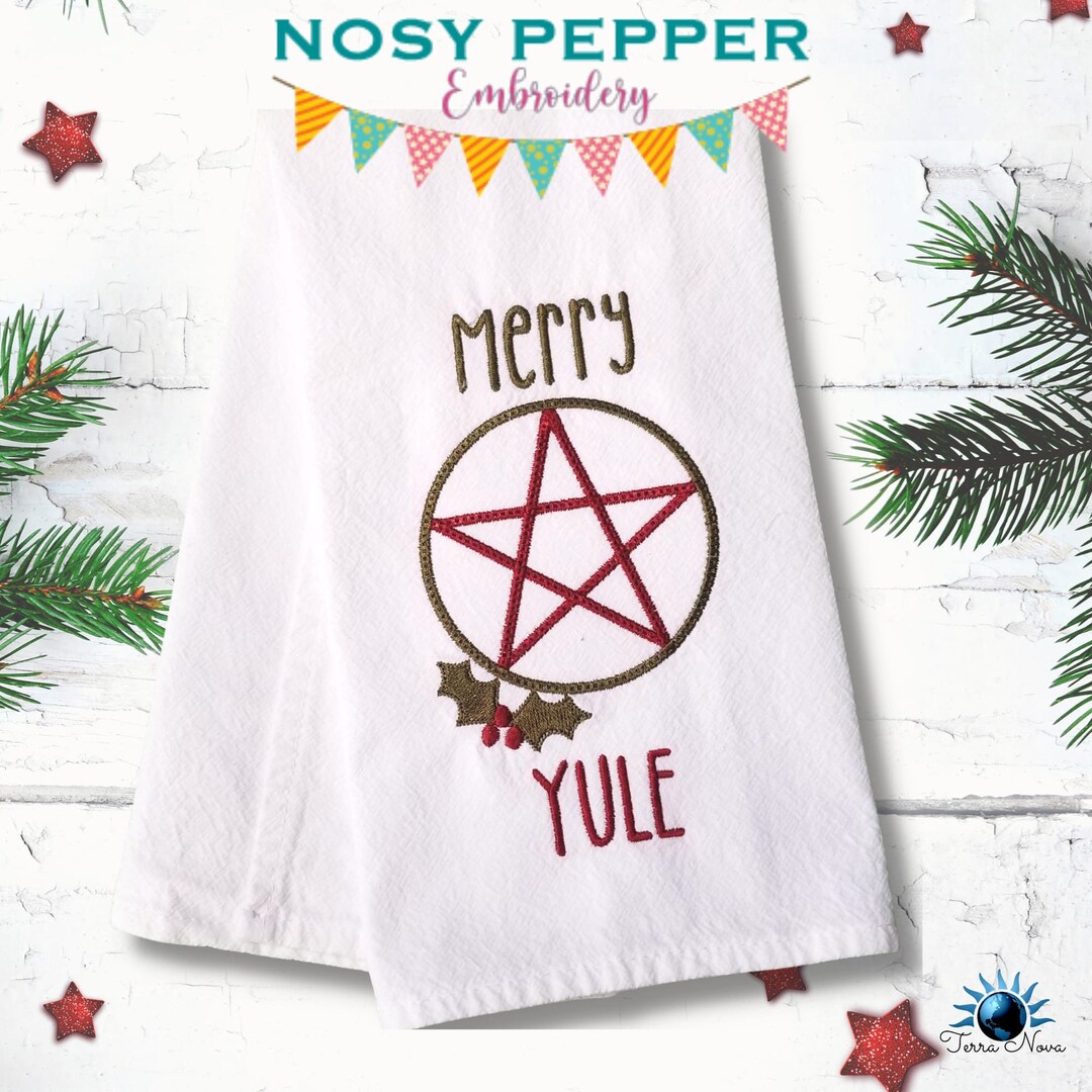 Merry Yule Embroidery Design 5 Sizes Included DIGITAL DOWNLOAD - Etsy