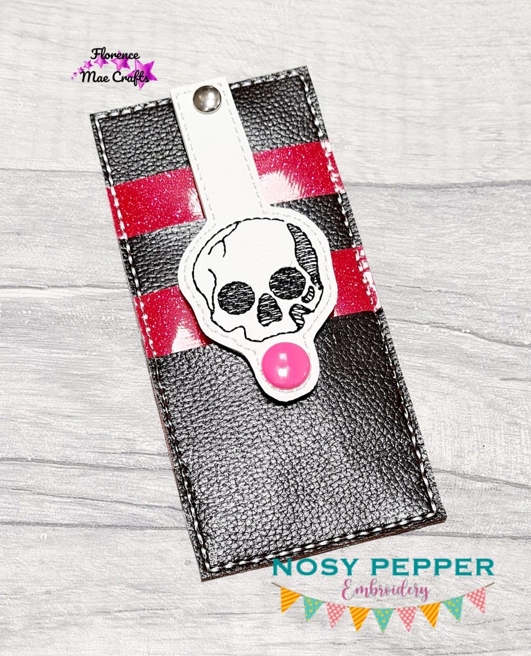 Skull Wallet Tab in the Hoop Embroidery Design DIGITAL DOWNLOAD Machine ...