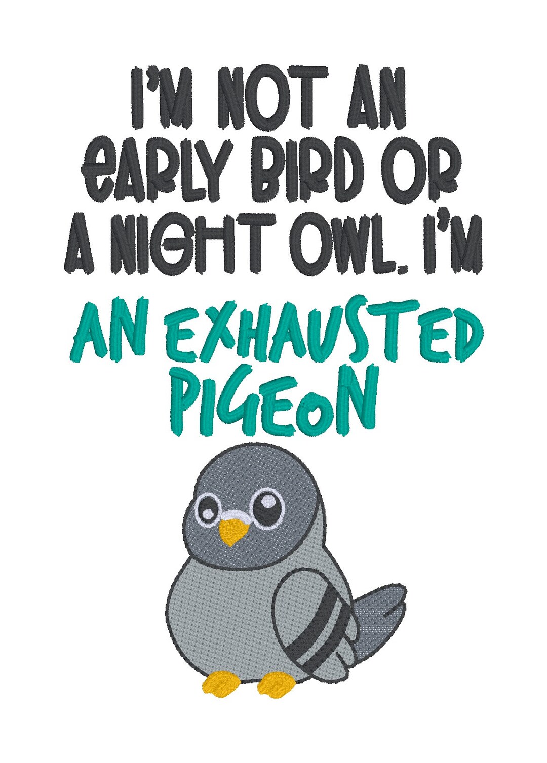 Exhausted Pigeon Machine Embroidery Design 4 Sizes Included - Etsy