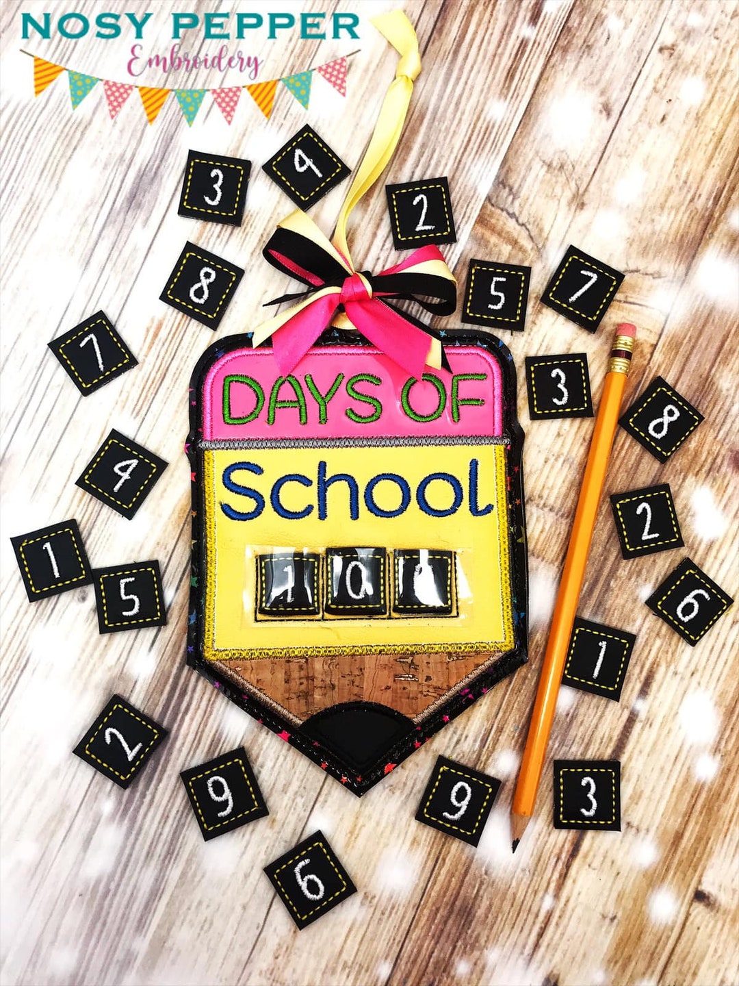 Days of School ITH Sign Embroidery Design (4 Sizes Included) DIGITAL ...