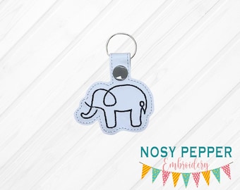 Elephant Applique Snap Tab Embroidery Digital File Instant Download Key ...