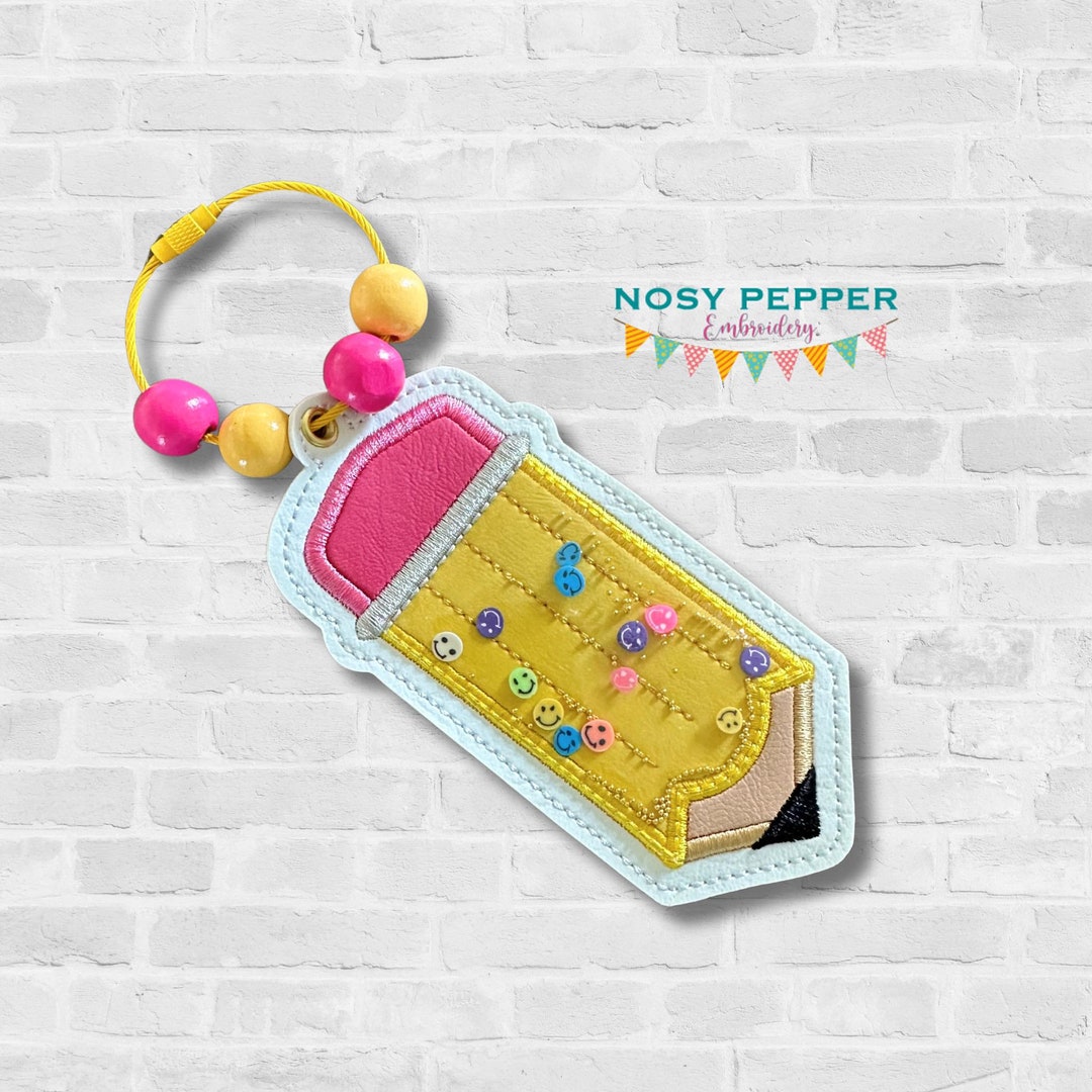 Pencil Applique Bagtag Bookmark/ornament/bag Tag Machine Embroidery ...