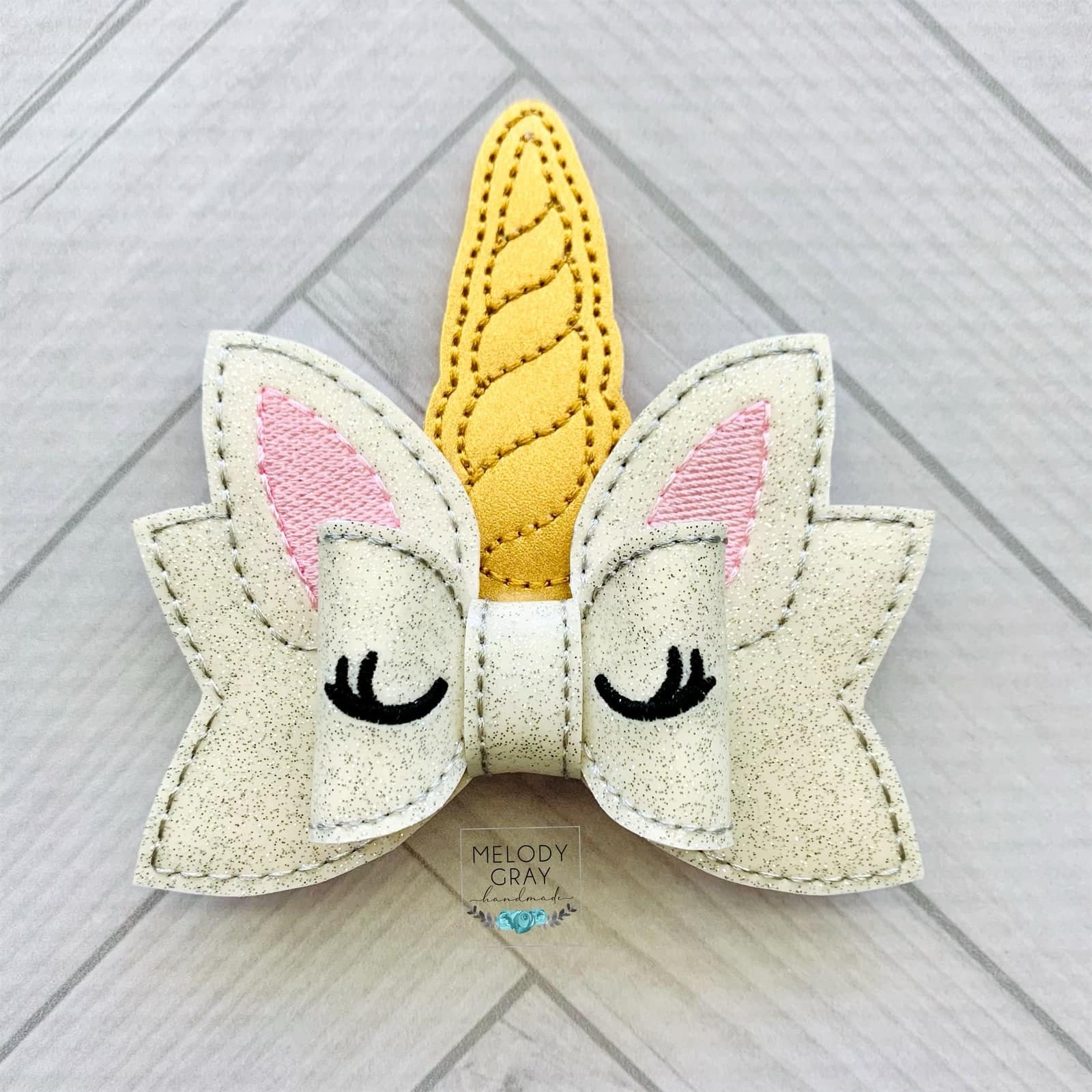 Unicorn ITH Bow Embroidery Design (includes 2 Versions and 2 Hoop Sizes ...
