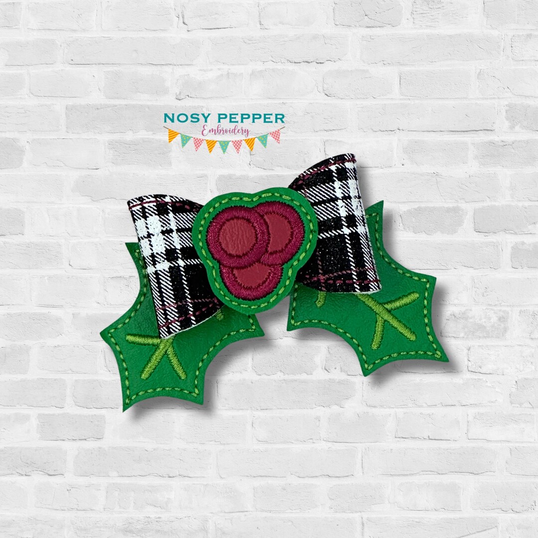 Holly ITH Bow (2 Sizes Included) Machine Embroidery Design DIGITAL ...