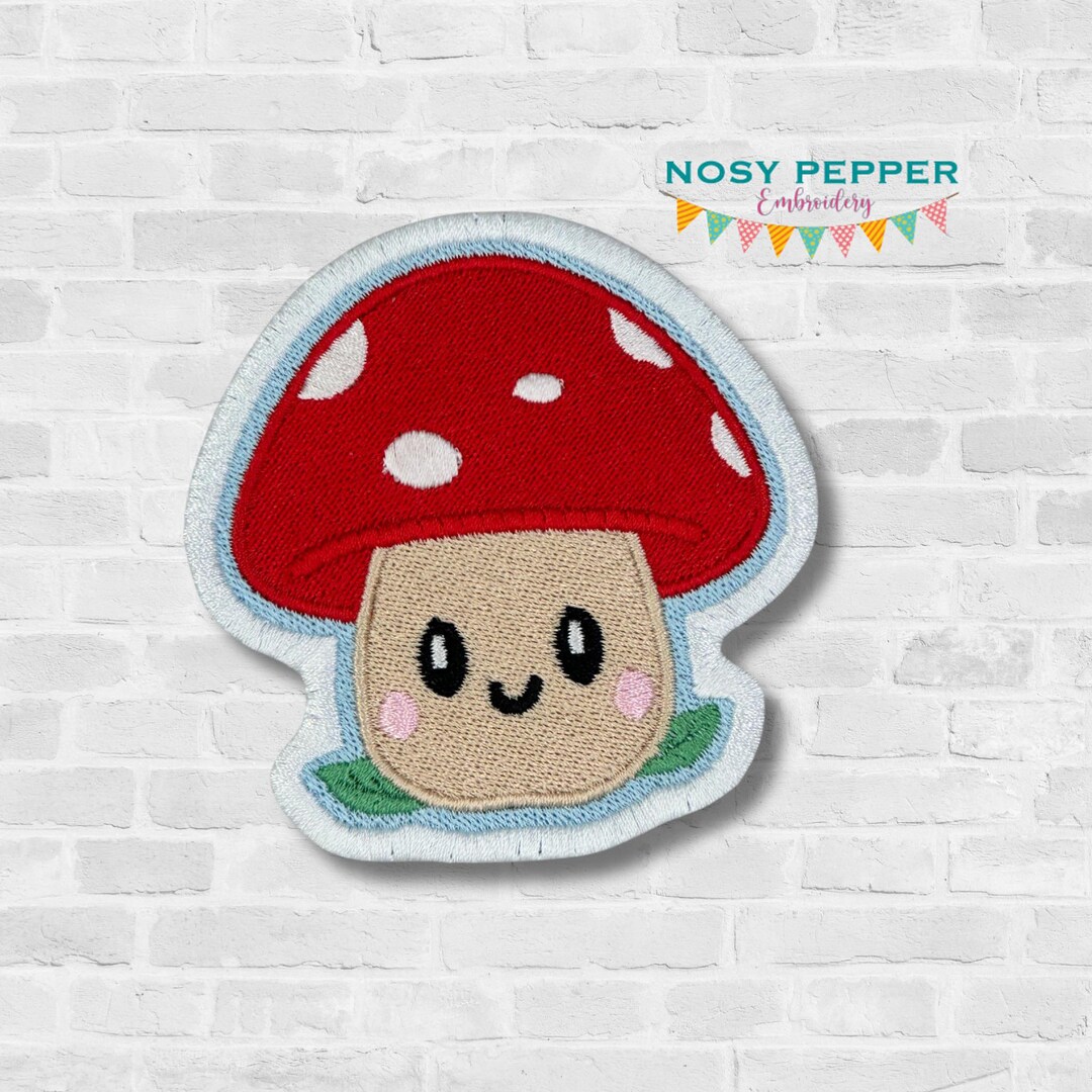 Happy Toadstool Patch Machine Embroidery Design (2 Sizes Included) DIGITAL DOWNLOAD - Etsy