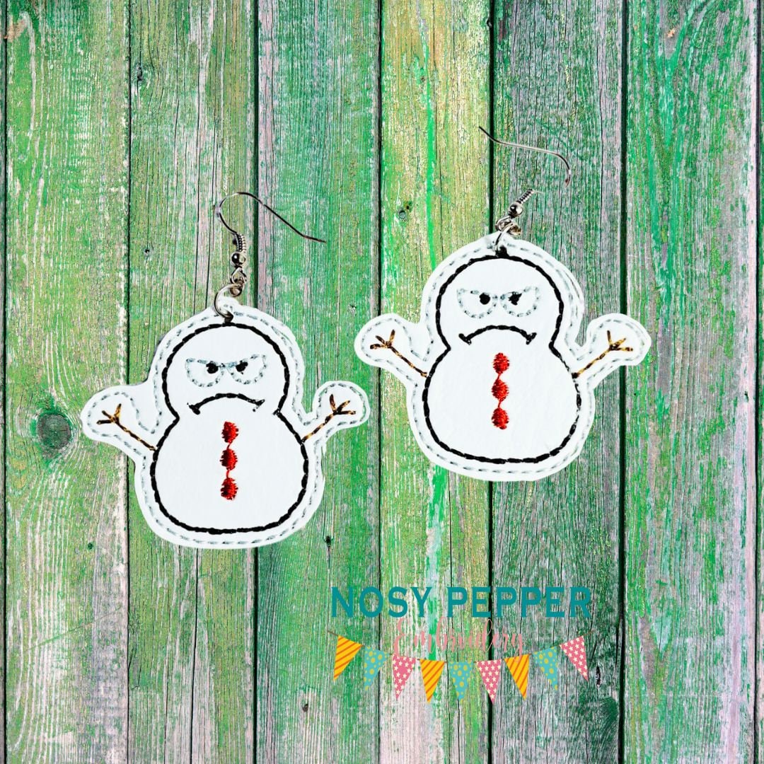 Grumpy Snowman Earrings Embroidery Design ITH DIGITAL DOWNLOAD - Etsy