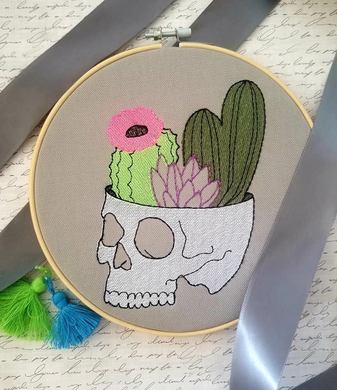 Cactus Skull Embroidery Design 5 Sizes Included DIGITAL DOWNLOAD ...