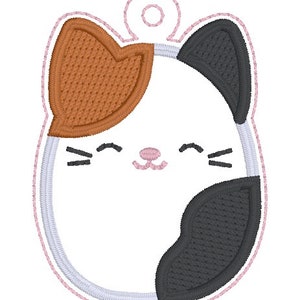 Calico Squishy Snap Tab and Eyelet Fob Machine Embroidery File (single ...