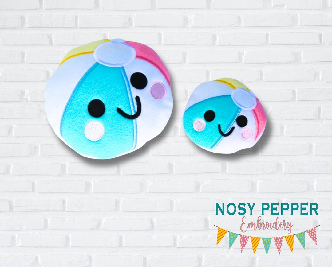 Beach Ball Stuffy Machine Embroidery Design (4 Sizes Included) DIGITAL ...