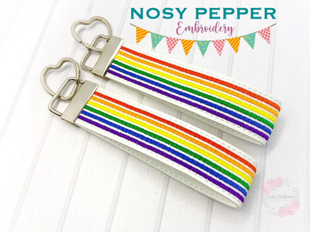 Rainbow Key Fob (5x7 & 6x10 Hoop Sizes Included) Embroidery Design ...
