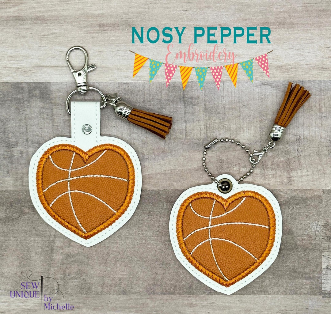 Basketball Heart Applique Eyelet Fob and Snap Tab Set DIGITAL DOWNLOAD ...