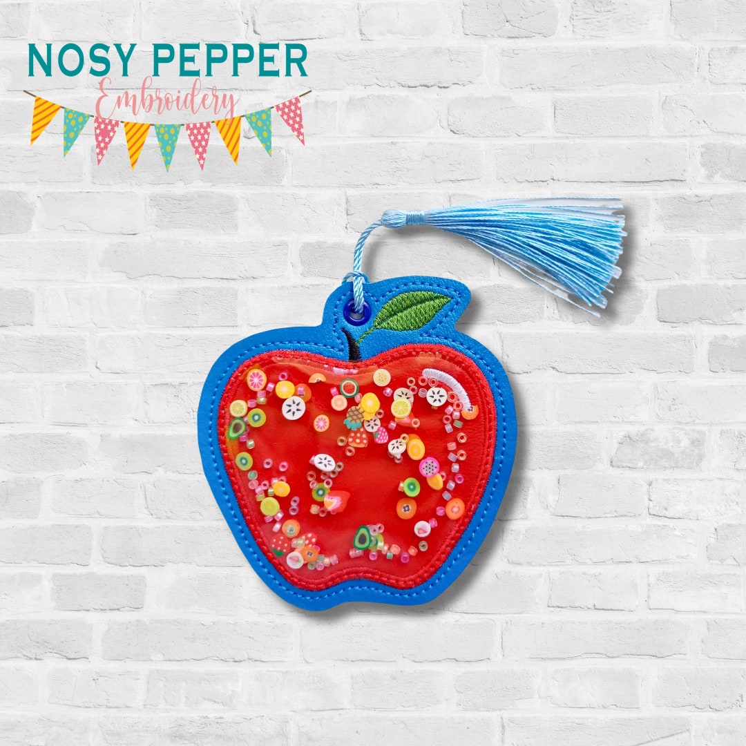 Apple Applique Shaker Bookmark/bag Tag/ornament Machine Embroidery File ...