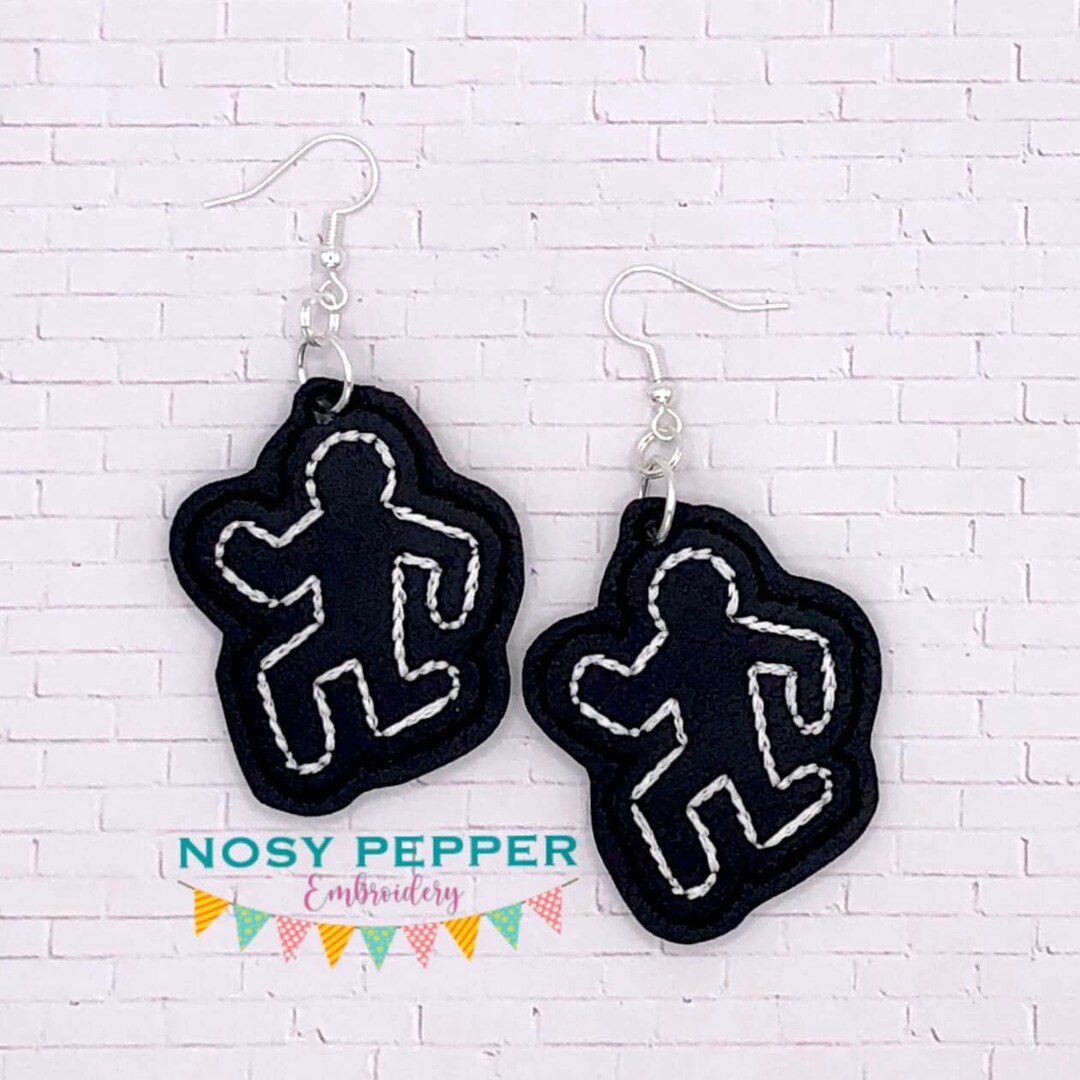 Body Outlines Earrings Embroidery Design ITH DIGITAL DOWNLOAD - Etsy