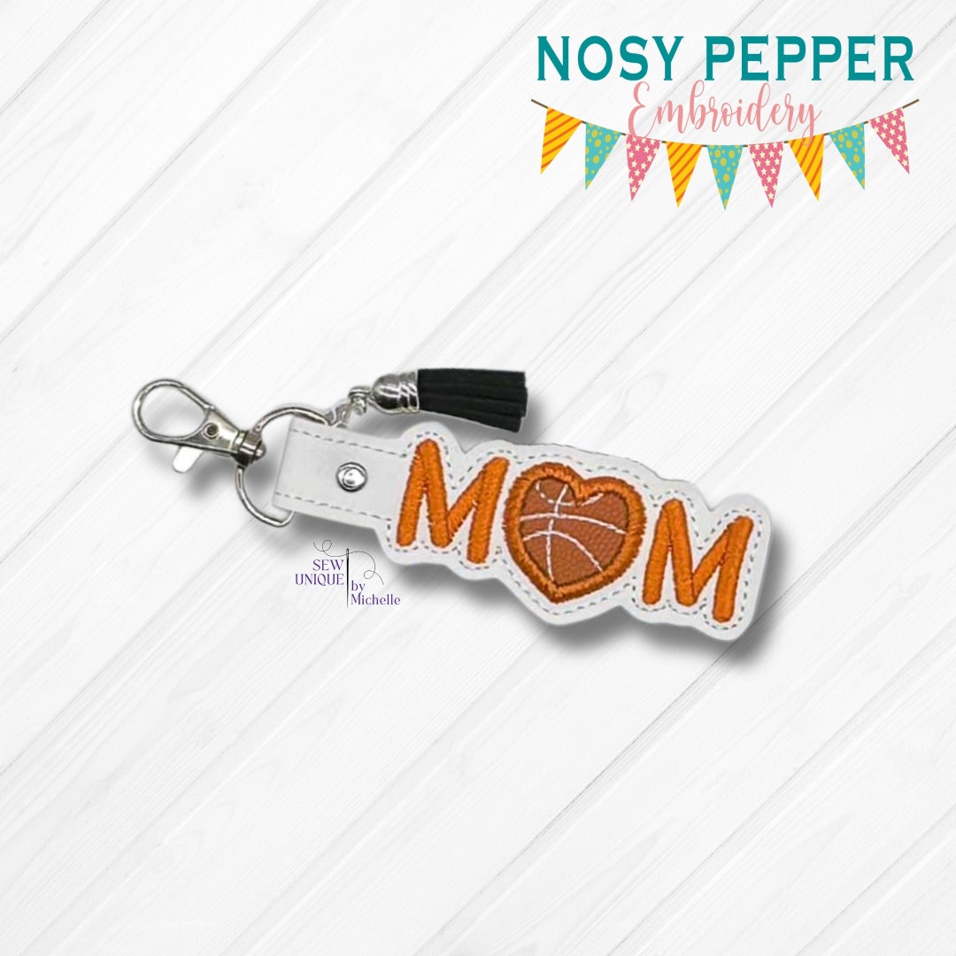 Basketball Mom Applique Snap Tab Machine Embroidery File (single ...