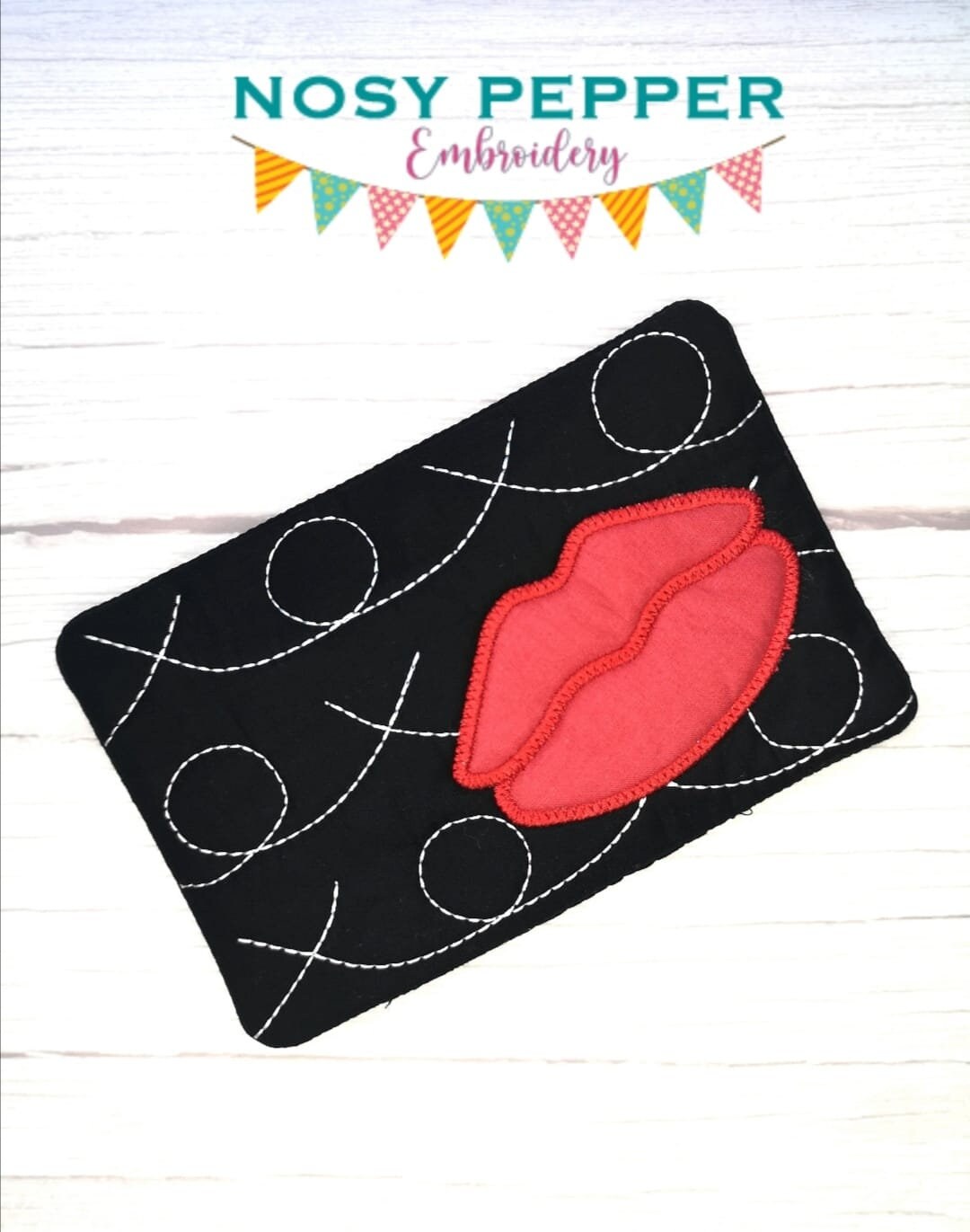 Lips Applique ITH Mug Rug Embroidery Design 4 Sizes Included DIGITAL ...