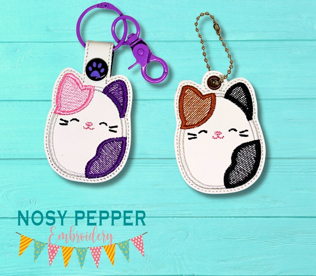 Calico Squishy Snap Tab and Eyelet Fob Machine Embroidery File - Etsy UK