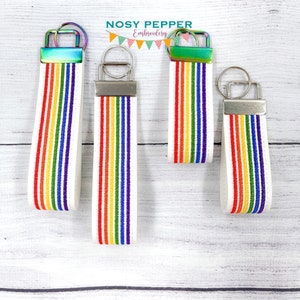 Rainbow Key Fob (5x7 & 6x10 Hoop Sizes Included) Embroidery Design ...